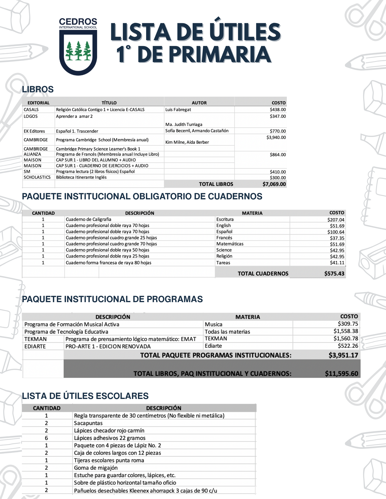 VENTA DE LIBROS, PAQUETES INSTITUCIONALES, ÚTILES Y UNIFORMES PARA ...