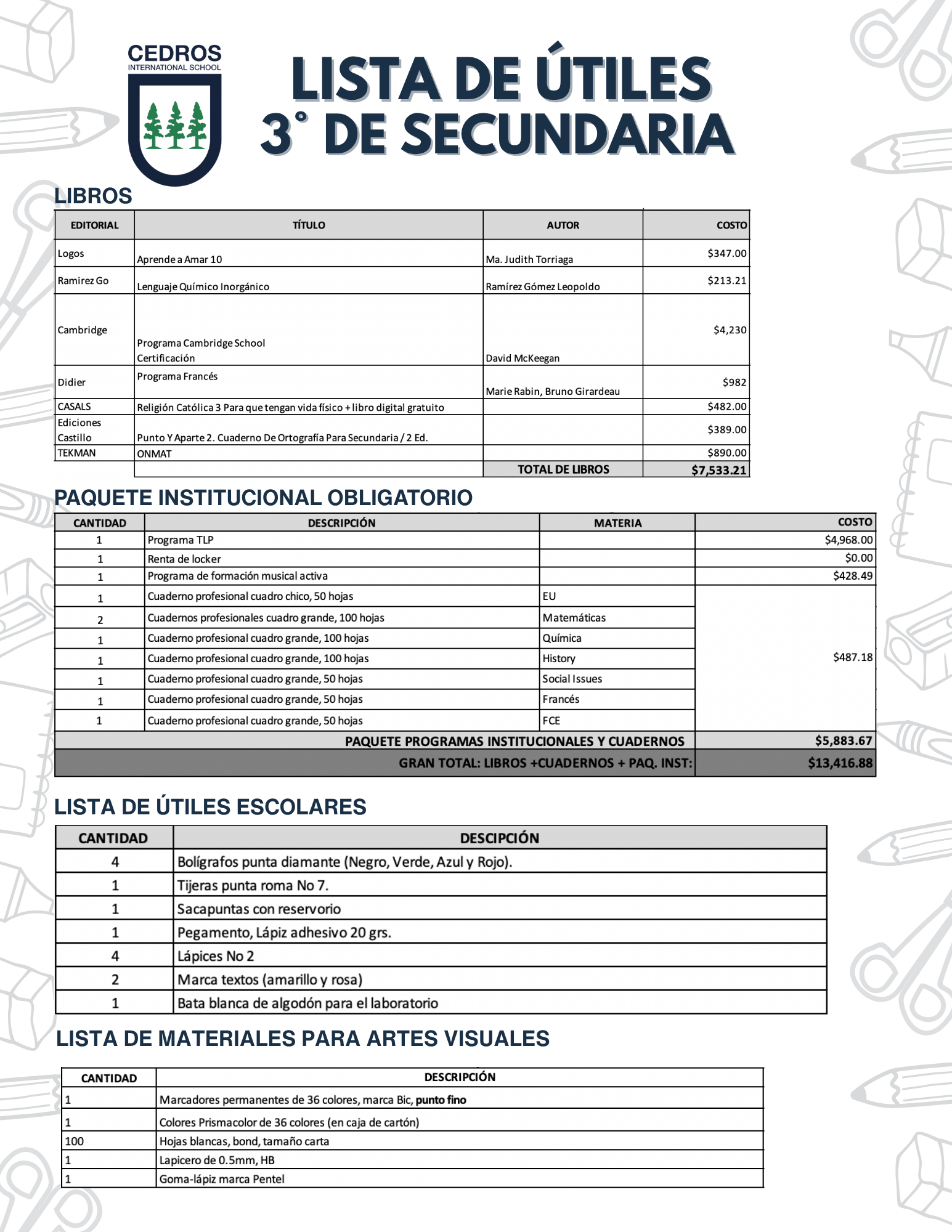VENTA DE LIBROS, PAQUETES INSTITUCIONALES, ÚTILES Y UNIFORMES PARA ...